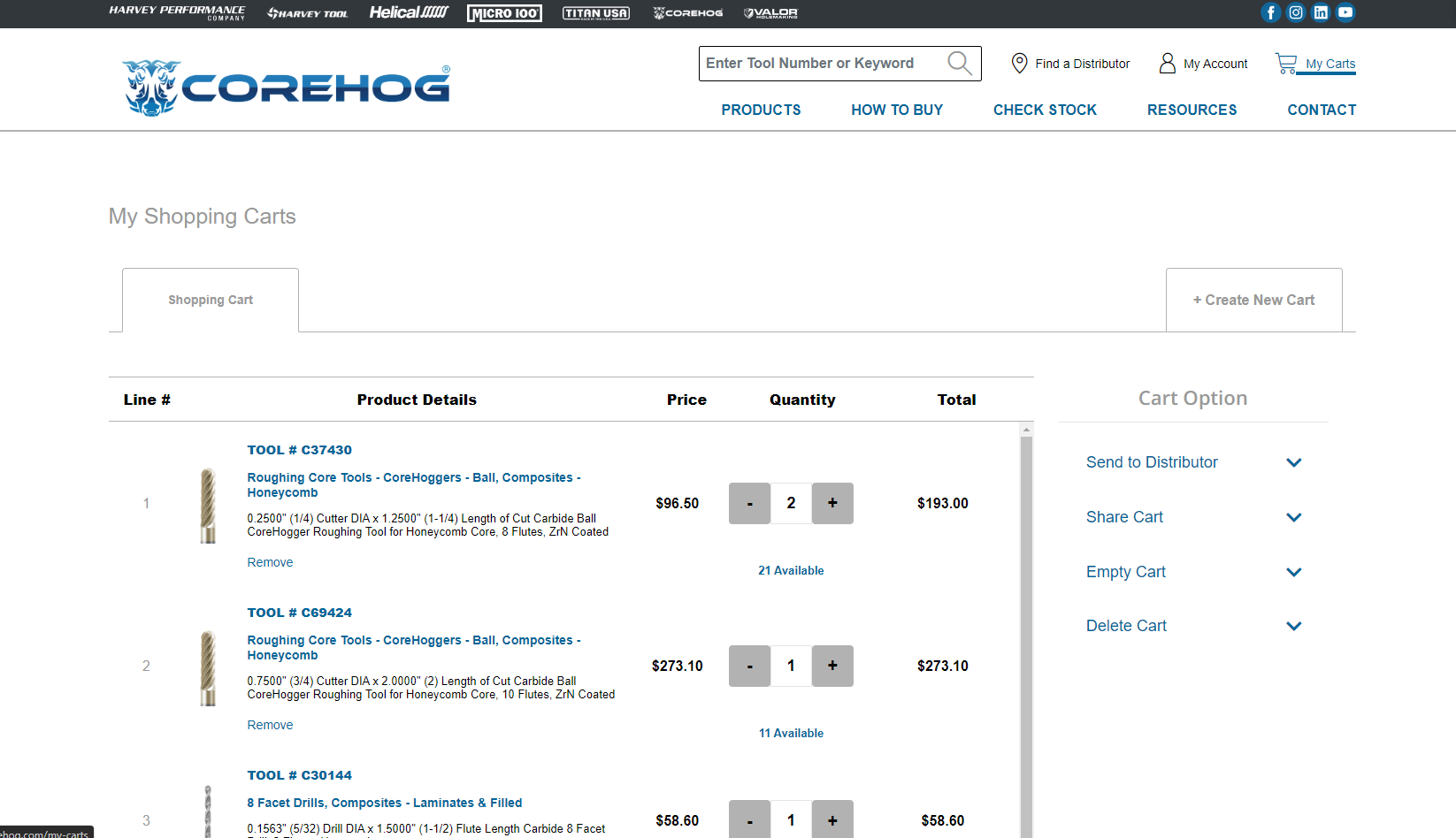 Send CoreHog Shopping Cart